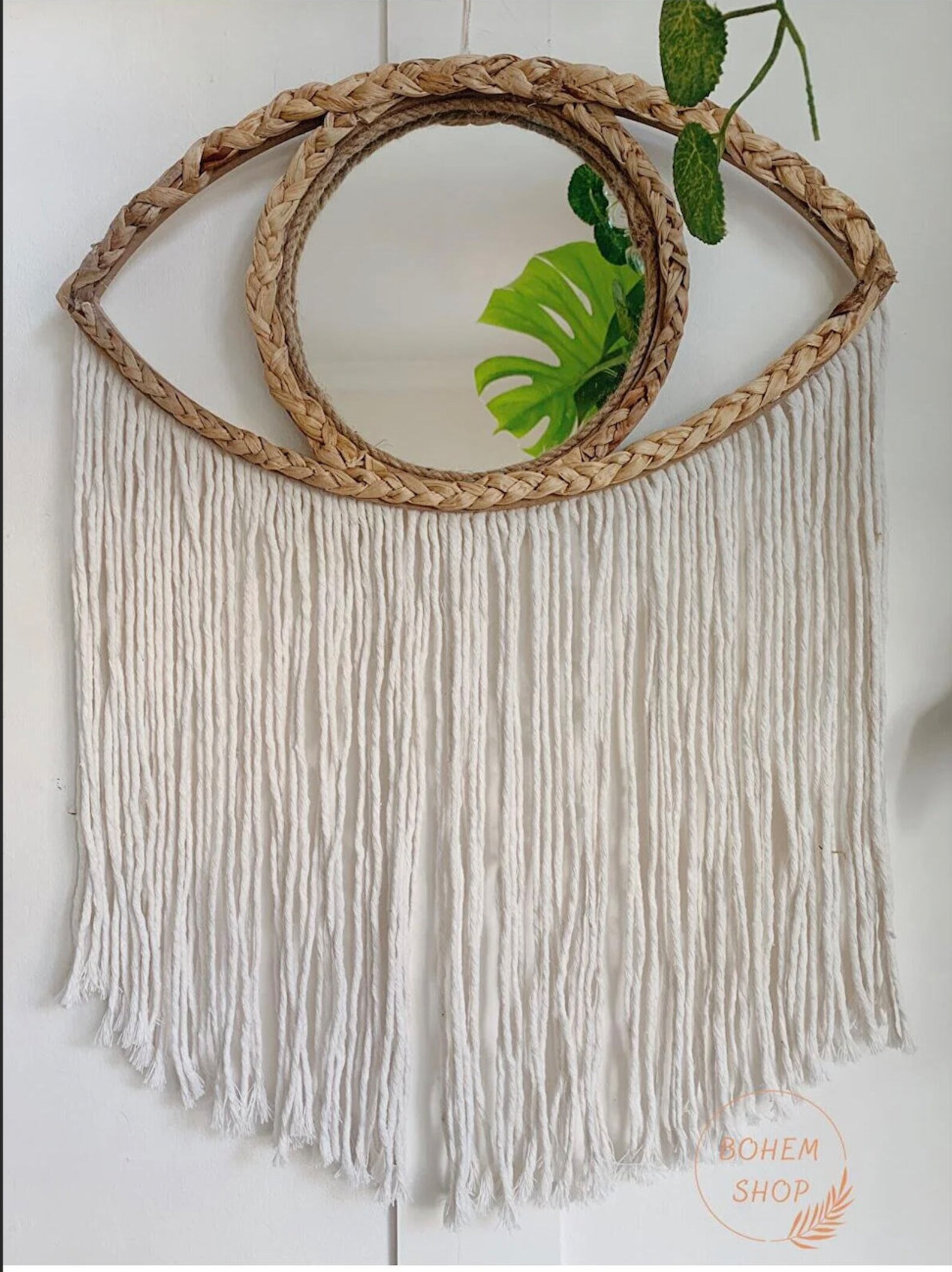 Large Handmade Wicker Eyes Boho Macrame Decorative Mirror/bohemian Eye ...