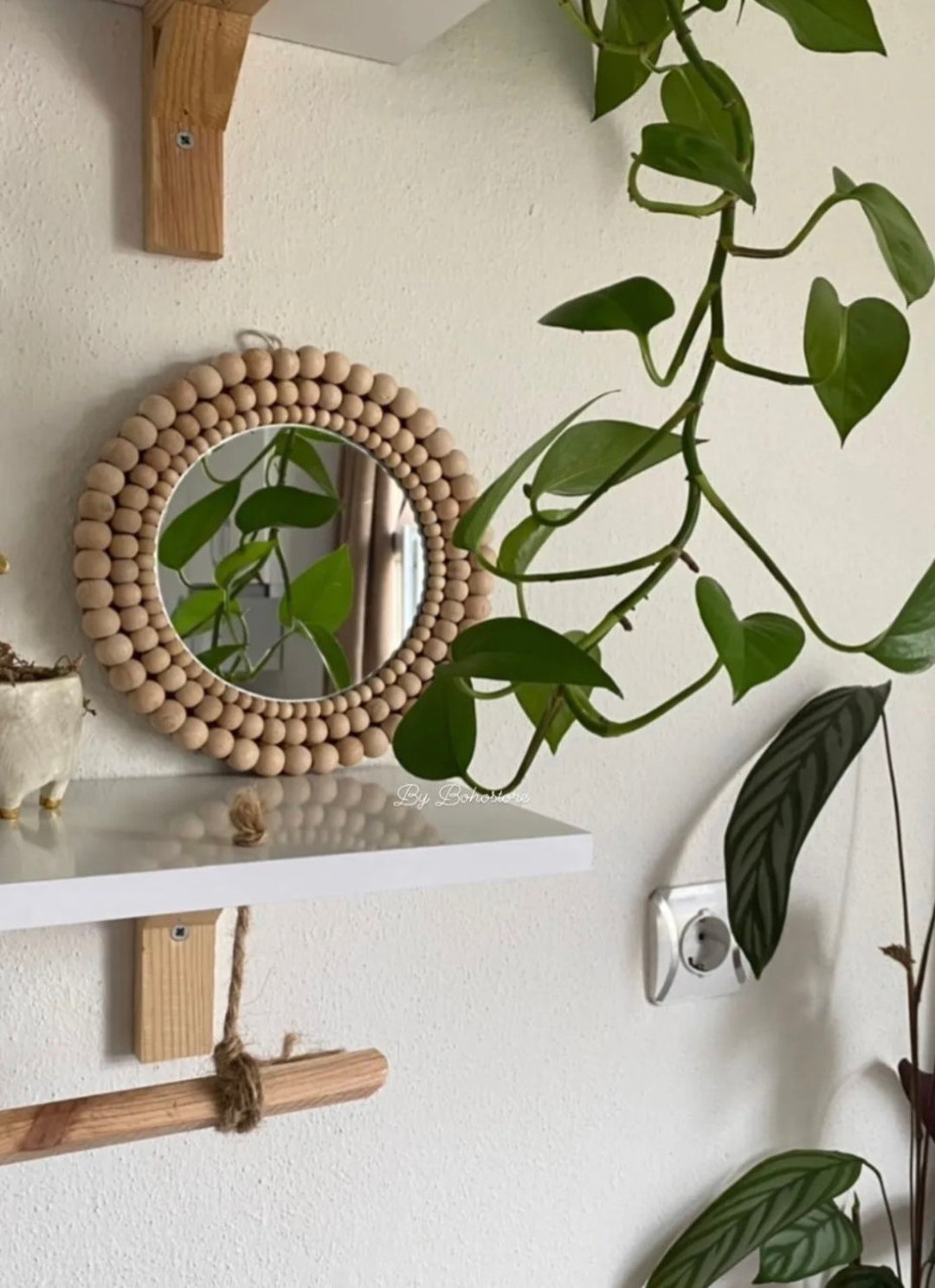 Midesize Boho Mirror, Decorative Mirror African Beads Wall Hanging ...