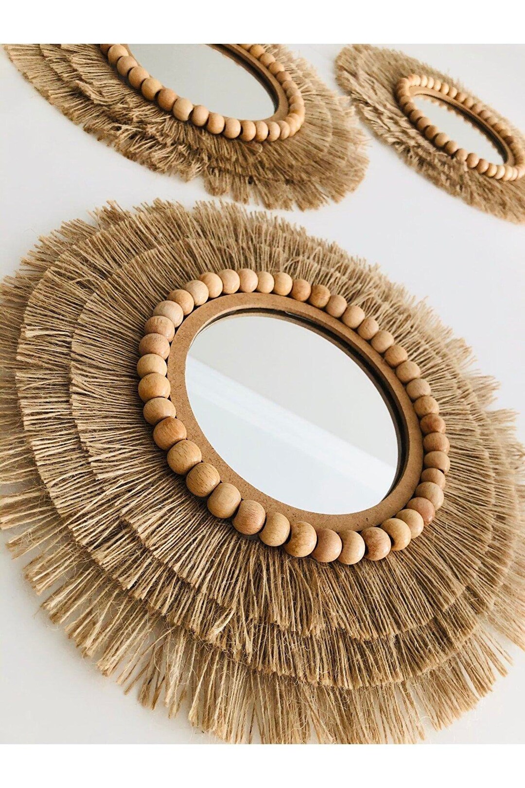 Handmade Mirror African Woman Face Figure Wicker Macrame Wall Hanging ...