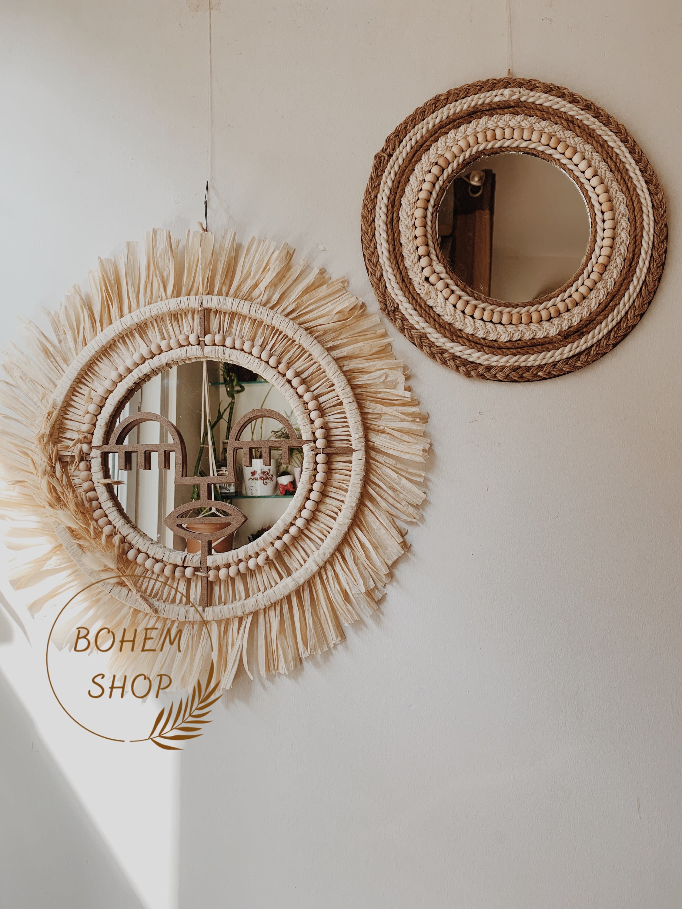Handmade Mirror African Woman Face Figure Wicker Macrame Wall Hanging ...