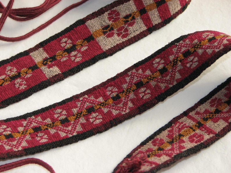 Vintage Peruvian Wool Handmade Wrap Tie Belt AKA Faja, Sash Hand Spun ...