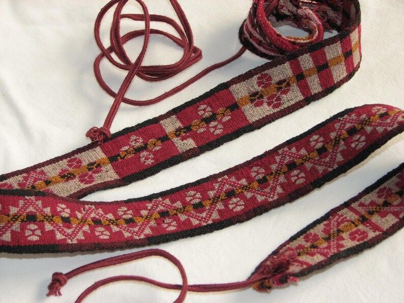 Vintage Peruvian Wool Handmade Wrap Tie Belt AKA Faja, Sash Hand Spun ...
