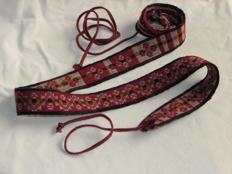 Vintage Peruvian Wool Handmade Wrap Tie Belt AKA Faja, Sash Hand Spun ...