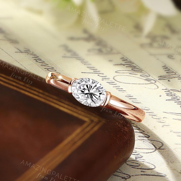 Horizontal Oval Engagement Ring - Etsy