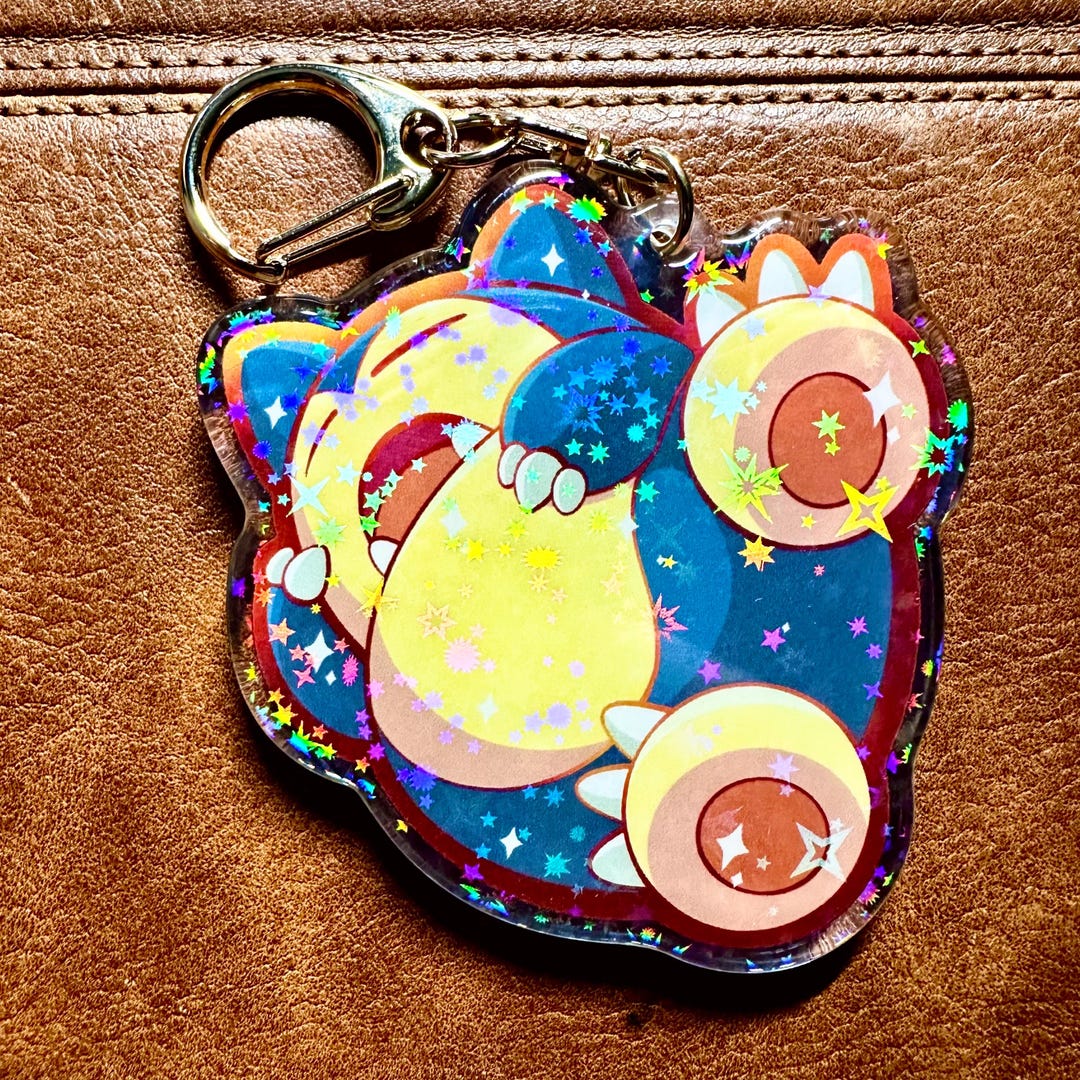2.5 Inch Shiny Snorlax Epoxy Keychain I Double-sided I Holographic - Etsy