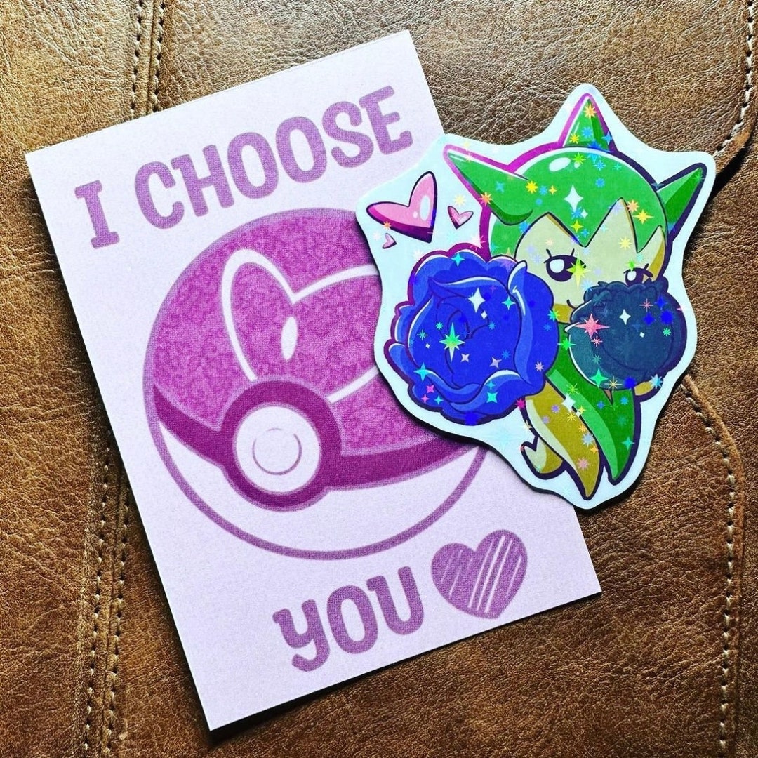 Valentine's Day Shiny Roselia in Love Sticker Holographic Sticker ...