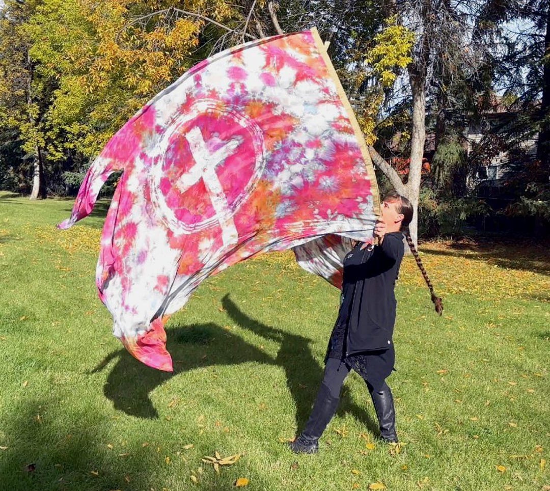 Silk Worship Dance Flags "for the Joy" Set of Two Flags on Flexible ...