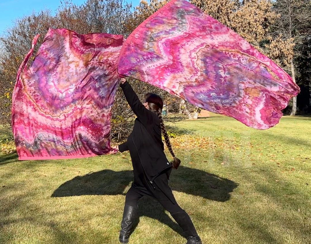 Silk Worship Dance Flags "washed, Sanctified, Justified" Set of Two on ...