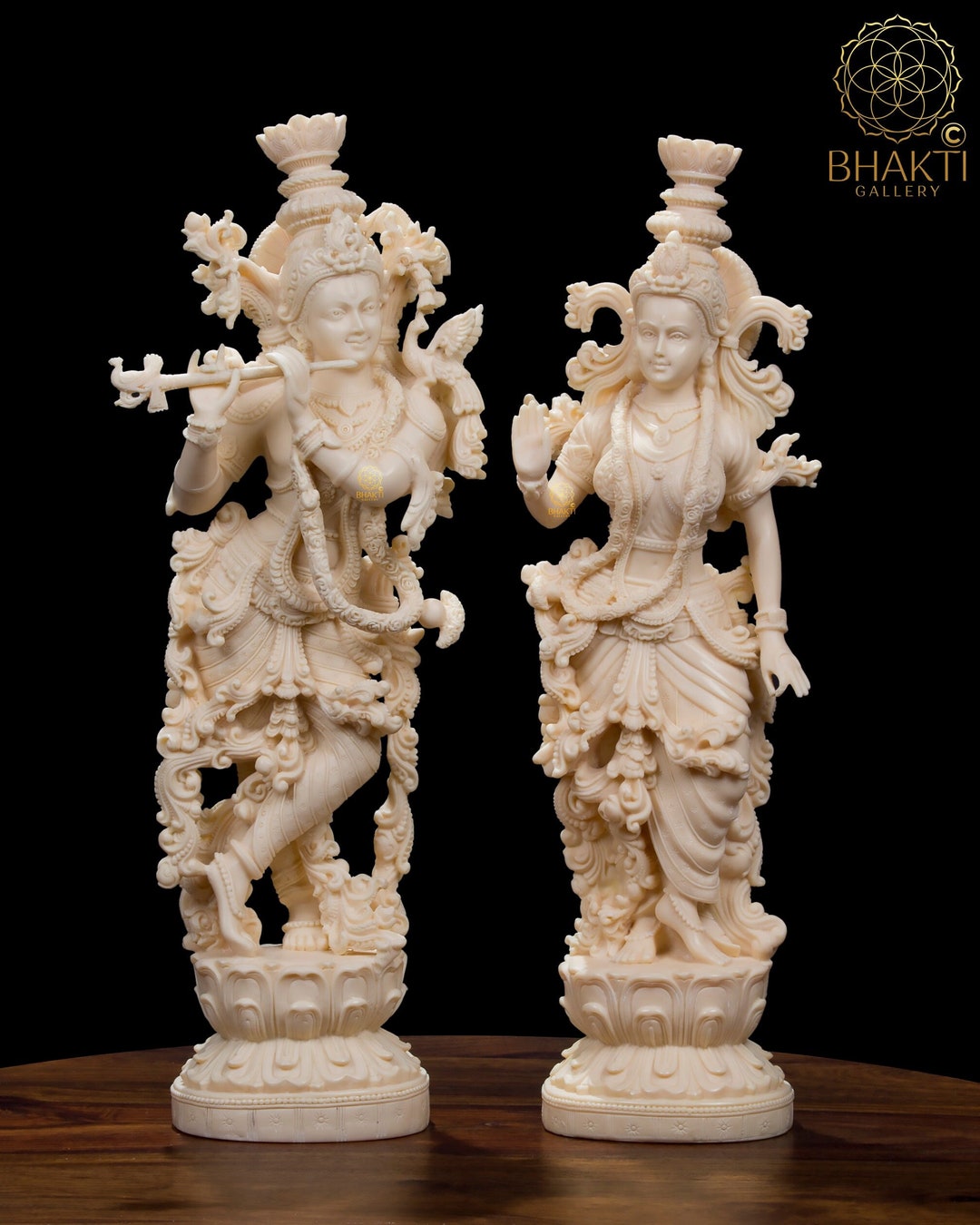 Radha Krishna Statue, 15 Inch Big Dust Marble Radha Krisna Sculpture ...