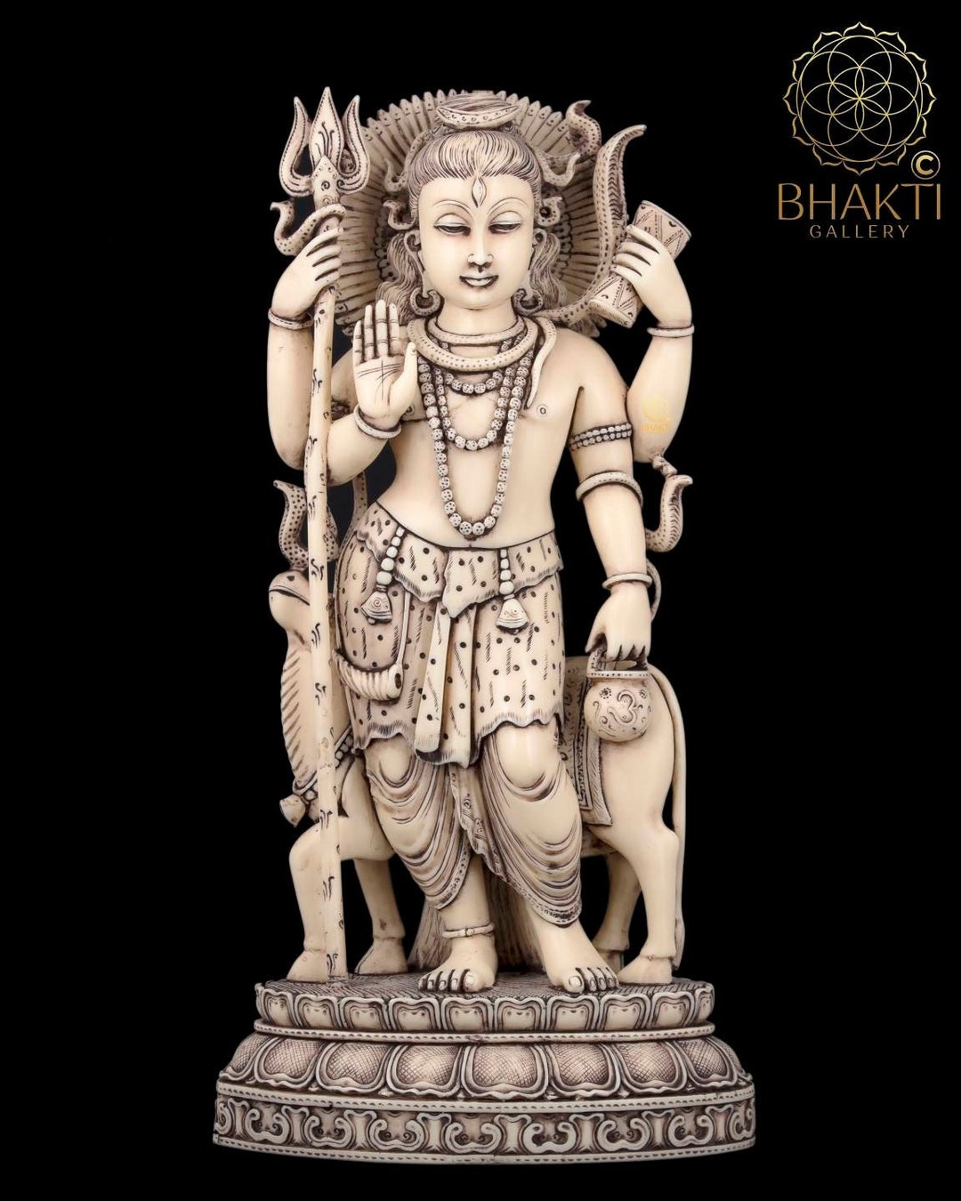 Standing Shiva Statue, 14 Inch Big Dust Marble Shiv Idol, Antique ...