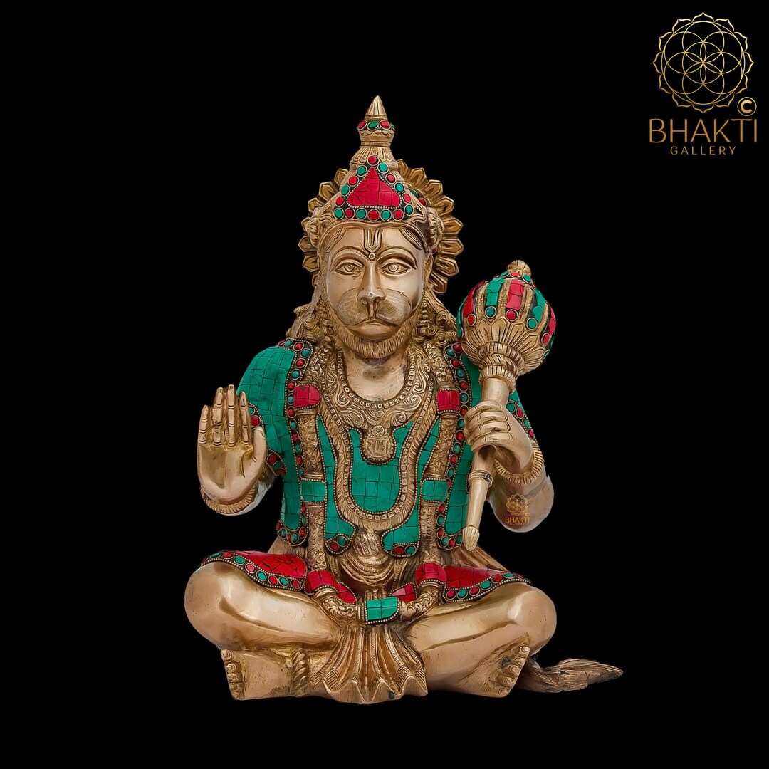 Large Hanuman Statue in Brass, 17 Inch Big Brass Hanuman Idol With ...