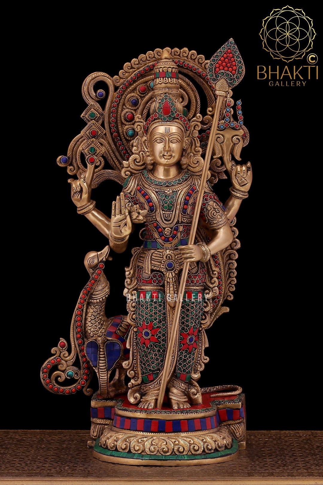 Large Kartikeya Statue in Brass, 21 Inch Big Brass Murugan Idol ...
