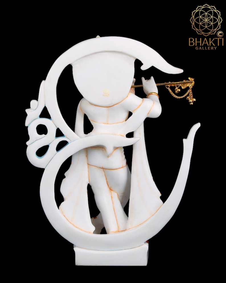 Cultured Marble Krishna Statue, 9"inch Big Hand Painted Krisna Idol ...