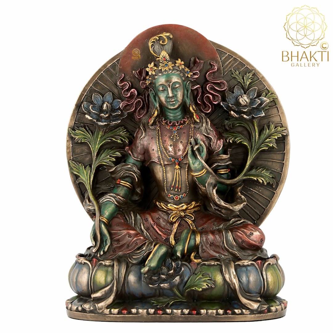 Green Tara Statue, 8inch Big Goddess Green Tara Idol, Sitting Female ...