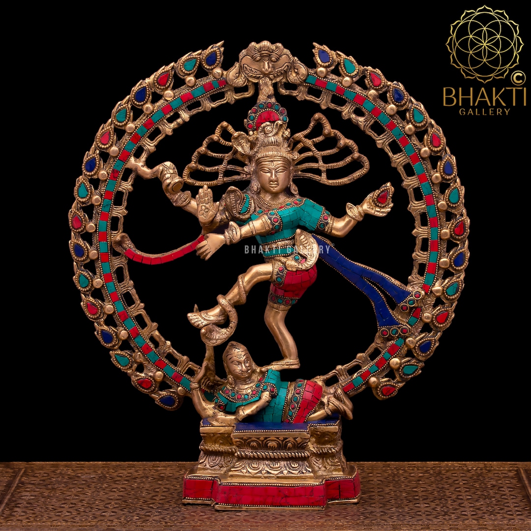 Nataraja Statue in Brass, 16 Inch Big Brass Natraj Idol With Stonework ...
