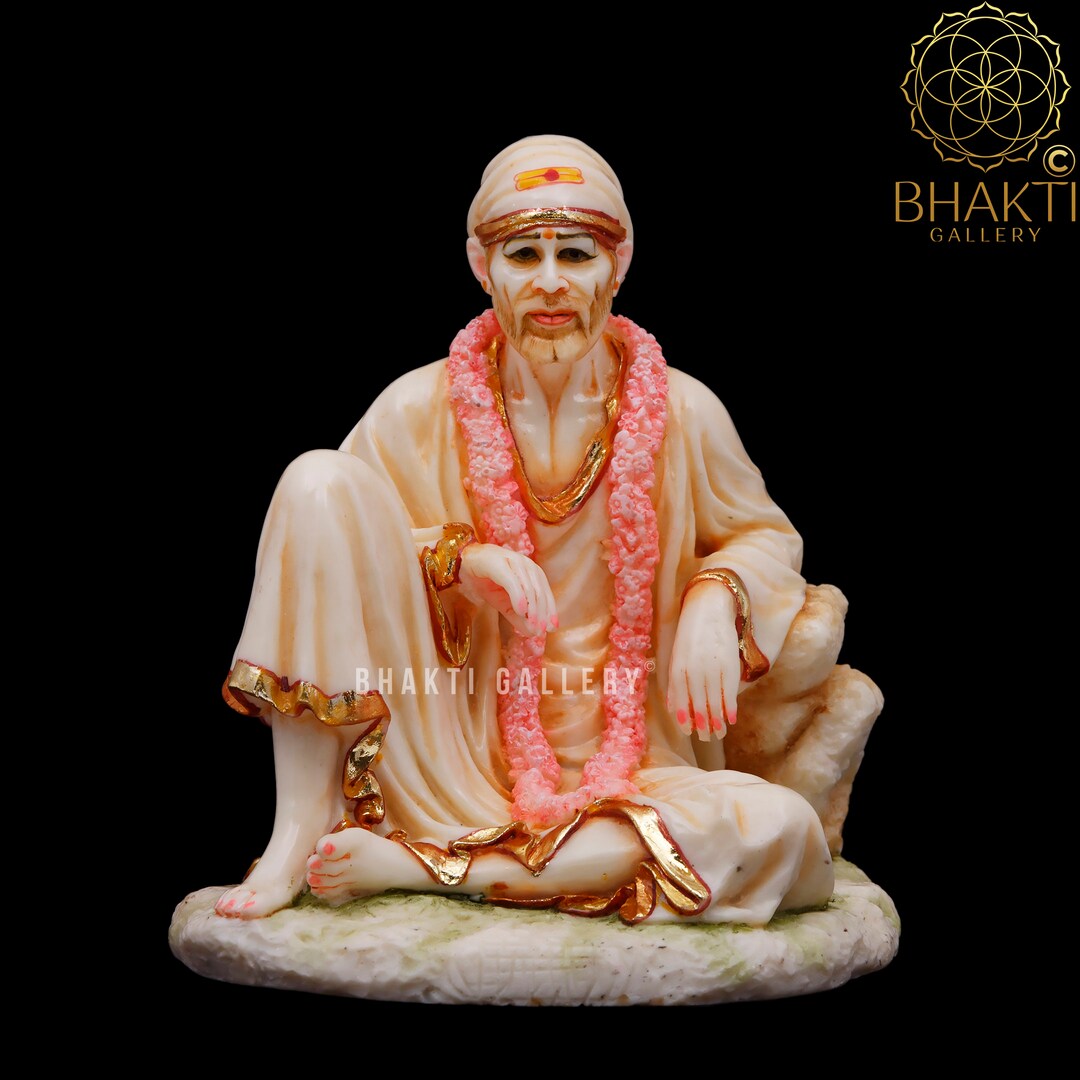 Sai Baba Statue, 6" Inch Big Dust Marble Shirdi Sai Baba Idol, Hand ...