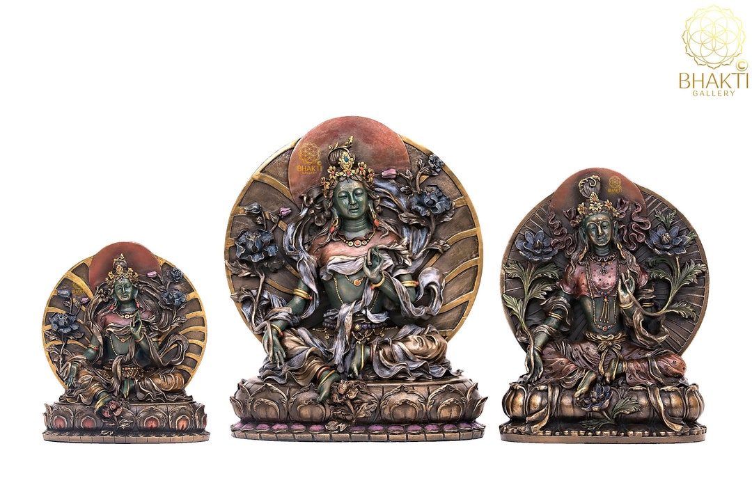 Green Tara Statue, Small Big Large Goddess Tara Idol Holding the Stems ...