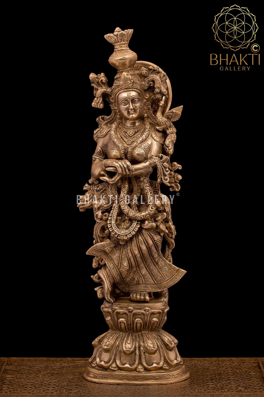 Big Brass Radha Statue - 24" Inch Radha Idol in Brass, Standing Indian ...