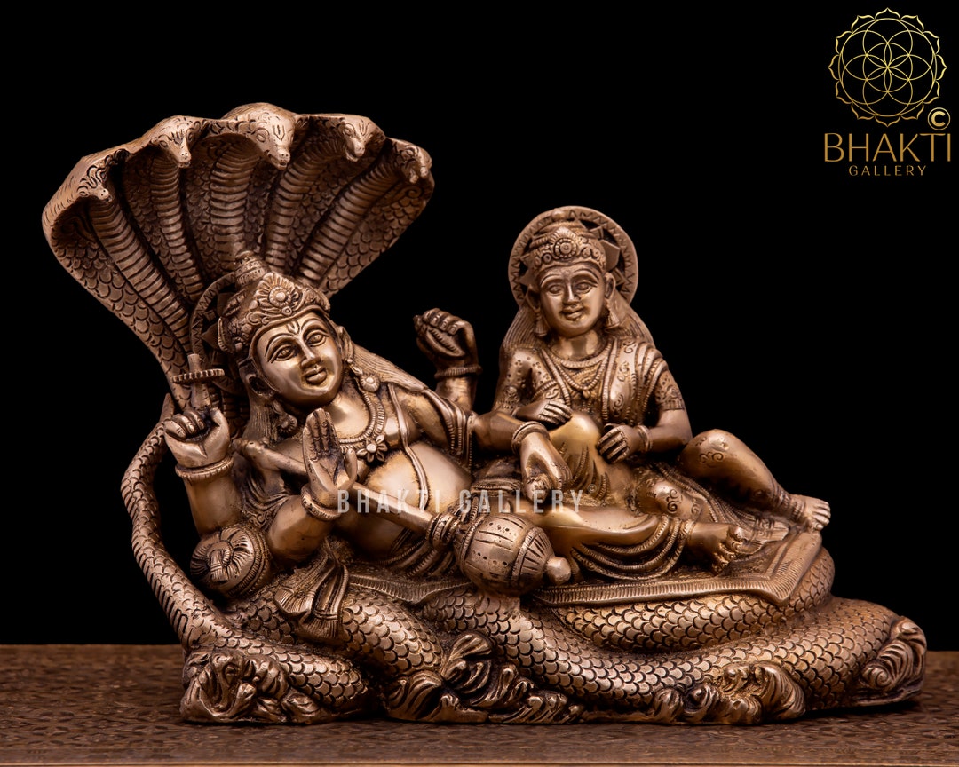 Lakshmi Narayan Statue in Brass, 10 Inch Big Brass Shri Laxmi Narayan ...