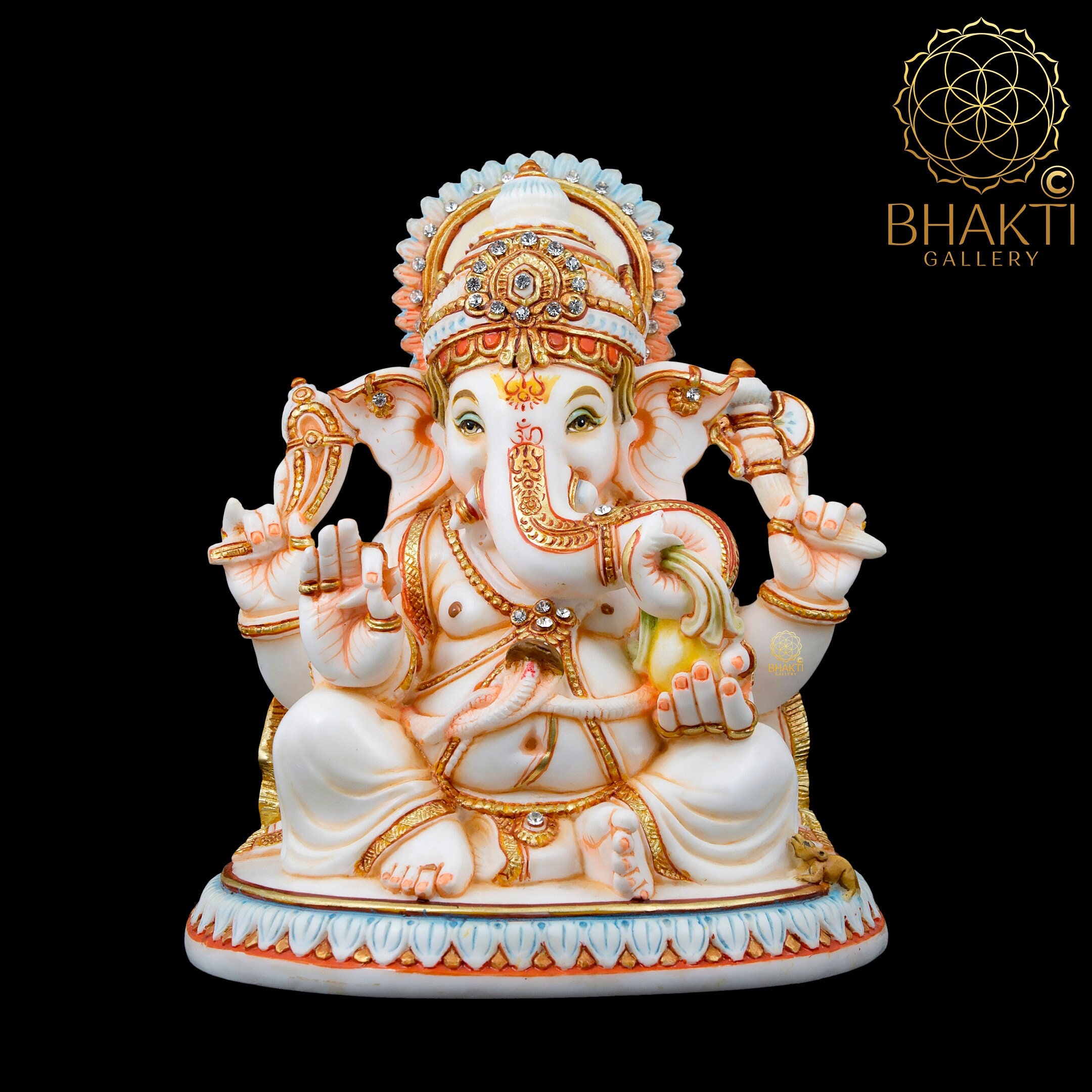 Statues Home Décor Ganapati Cultured Marble Elephant God Vinayaka Lord ...