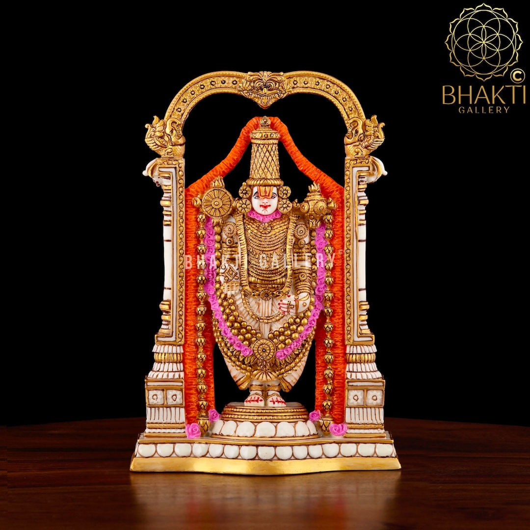 Tirupati Balaji Statue, 8" Inch Big Dust Marble Shree Venkateswara Idol ...