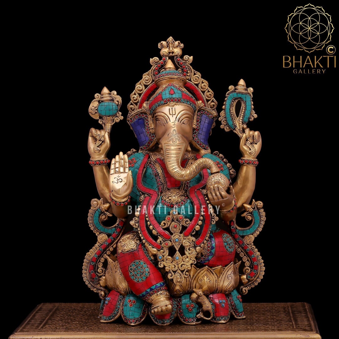 Large Ganesha Statue in Brass, 21inch Big Brass Ganesh Murty With ...