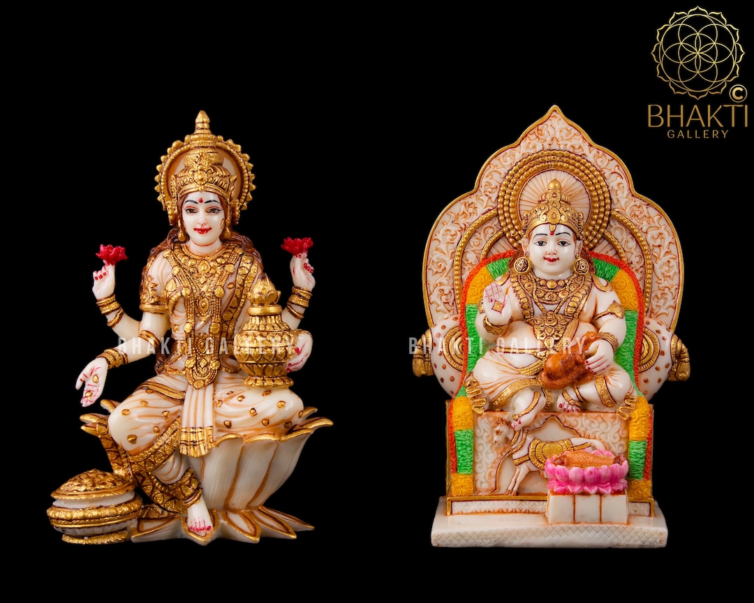 Lakshmi Kuber Statue, 7 Inch Big Dust Marble Dhan Kuber Laxmi Idol ...