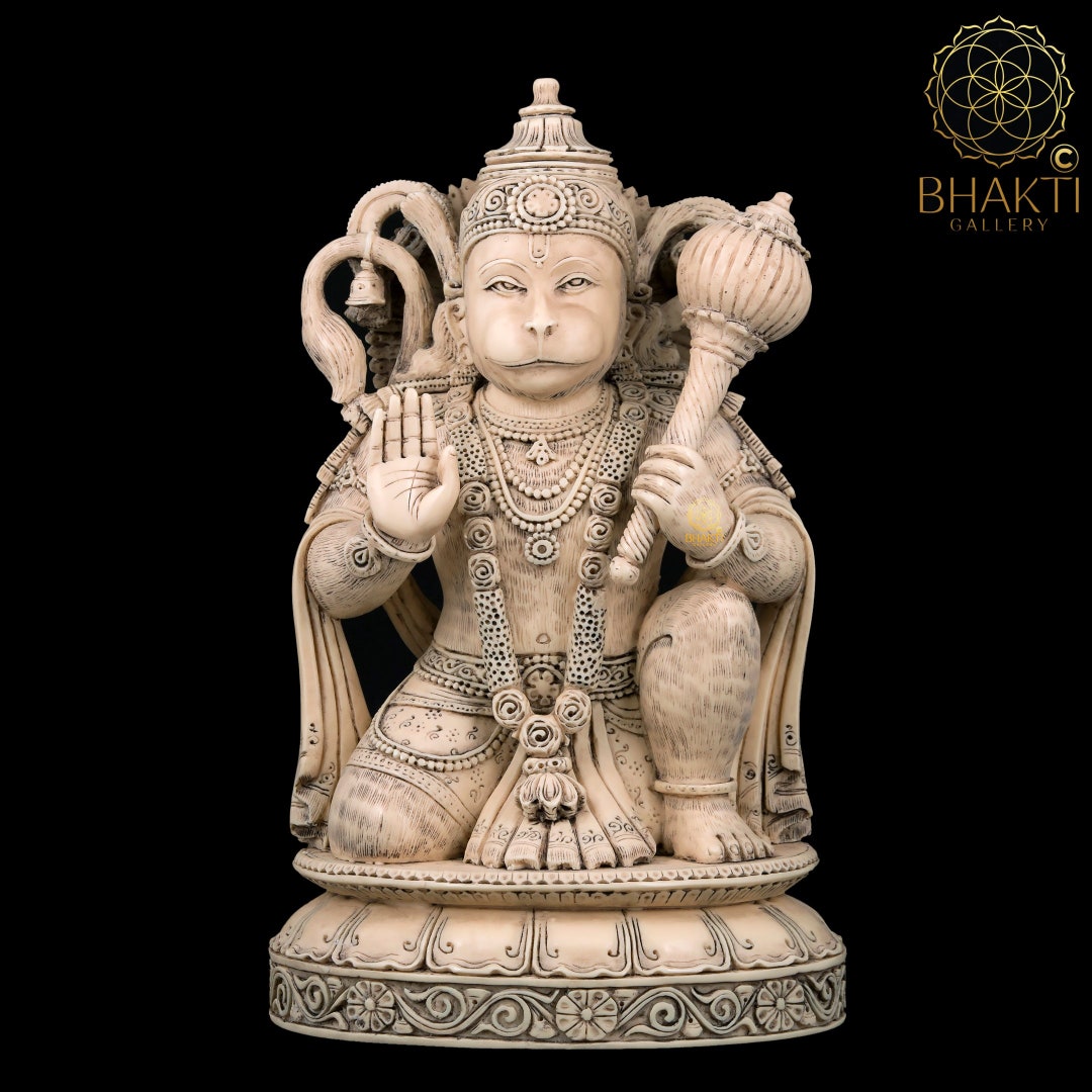 Dust Marble Hanuman Statue, 11" Inch Big Hanuman Idol, Hindu Monkey God ...