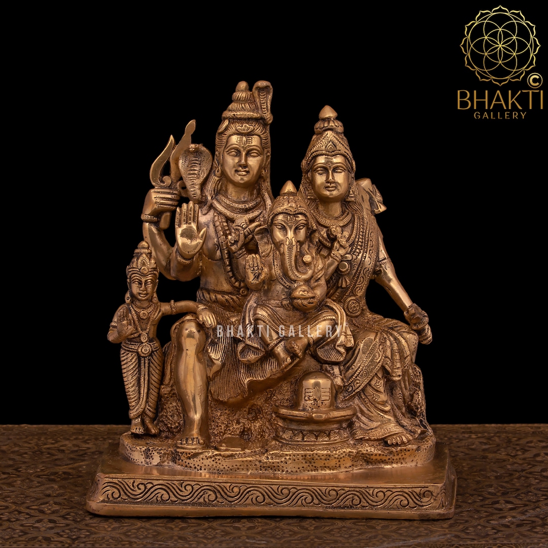Brass Shiv Parivar Statue, 10" Inch Shiva Family Idol, Lord Shiva ...