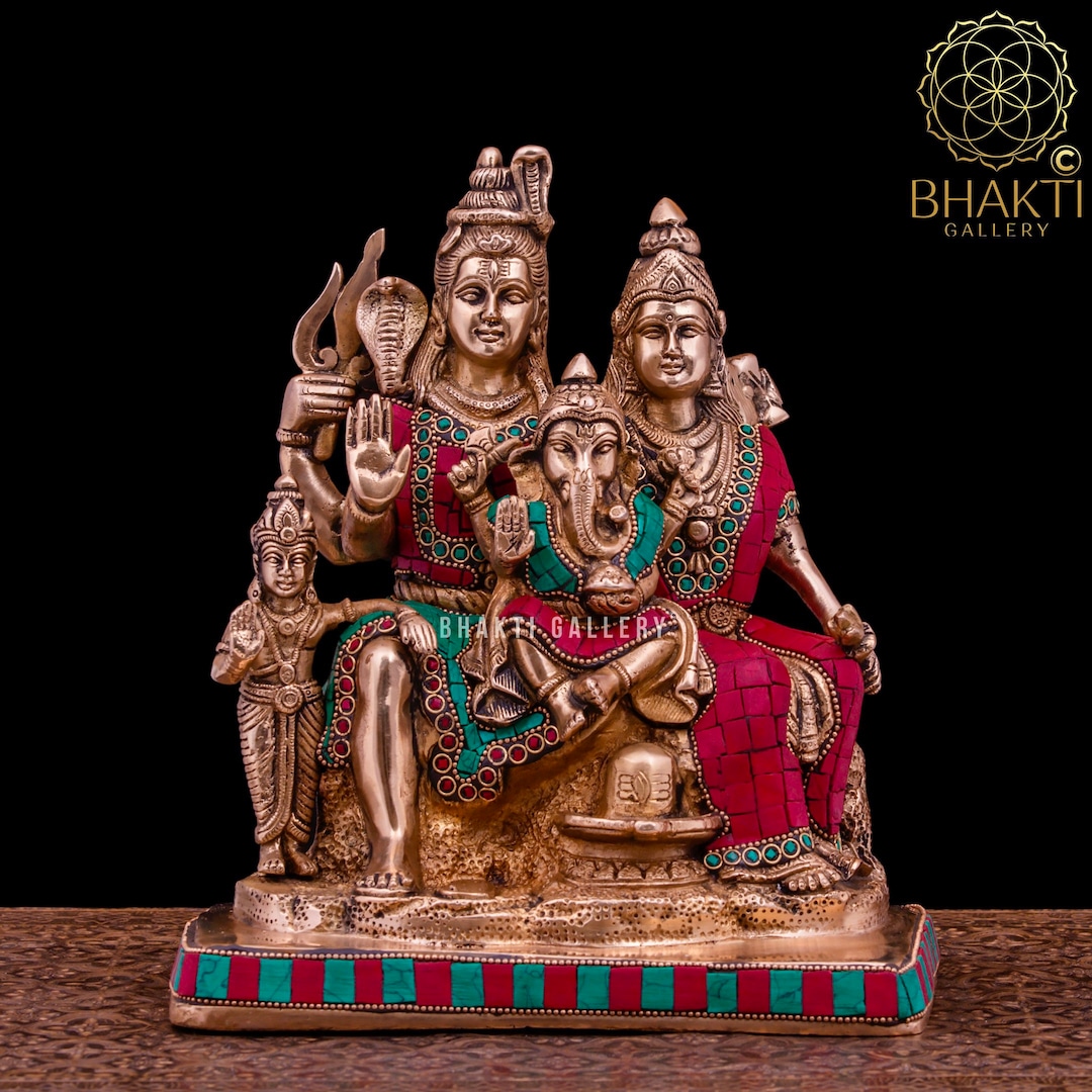 Shiv Pariwar Statue in Brass, 10" Inch Shiva Family Idol, Shiva With ...