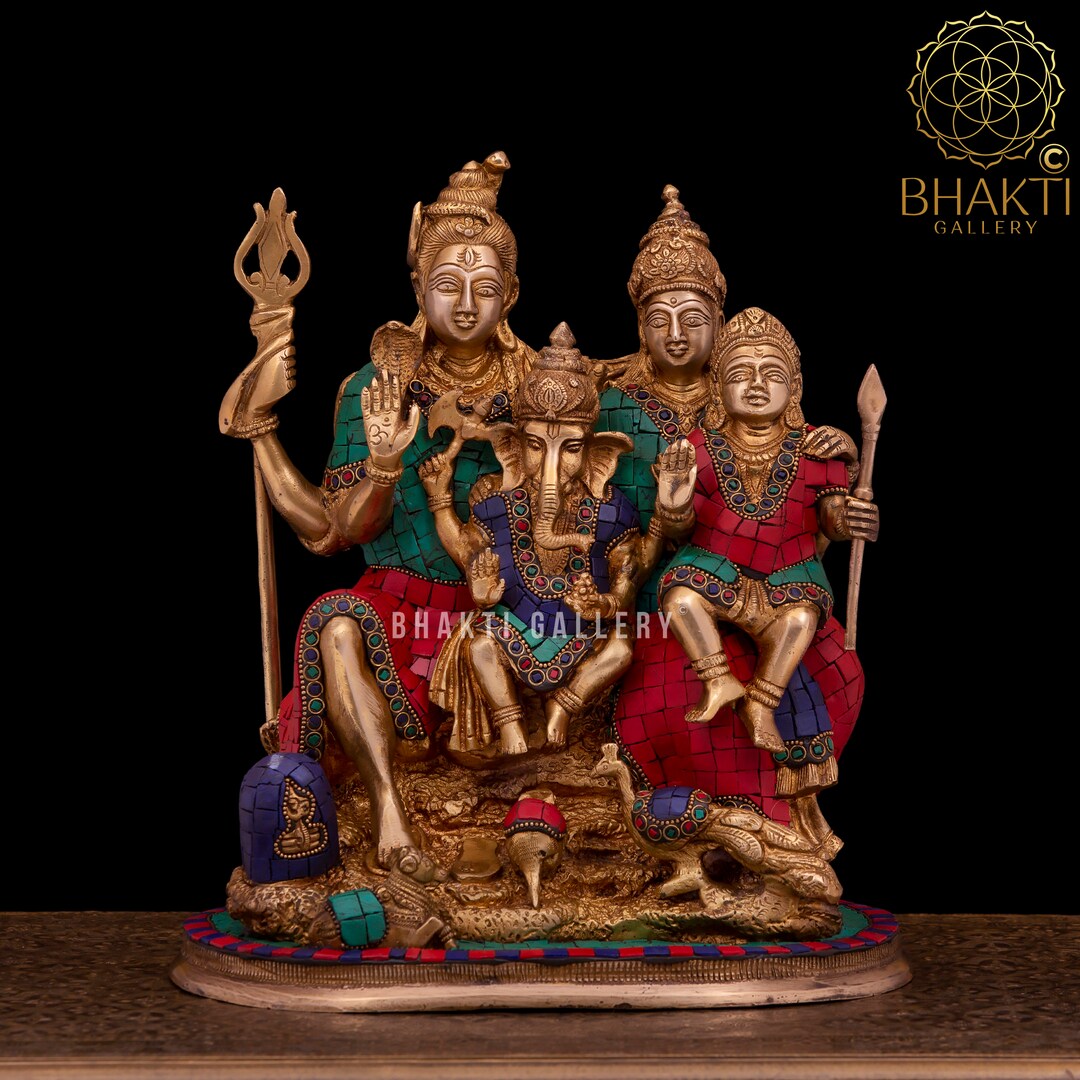 Shiv Parivar Statue in Brass, 12 Inch Big Brass Shiva Family Idol, Siva ...