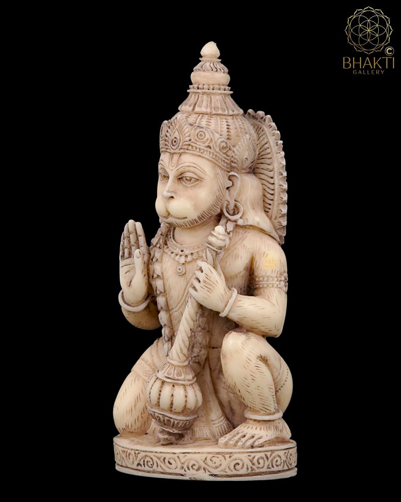 Dust Marble Hanuman Statue, 5.5"inch Ram Bhakt Hanuman Idol, Monkey God ...