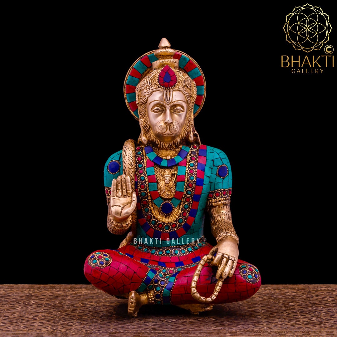 Brass Hanuman Statue, 11" Inch Big Brass Anjaneya Idol, Hindu Monkey ...