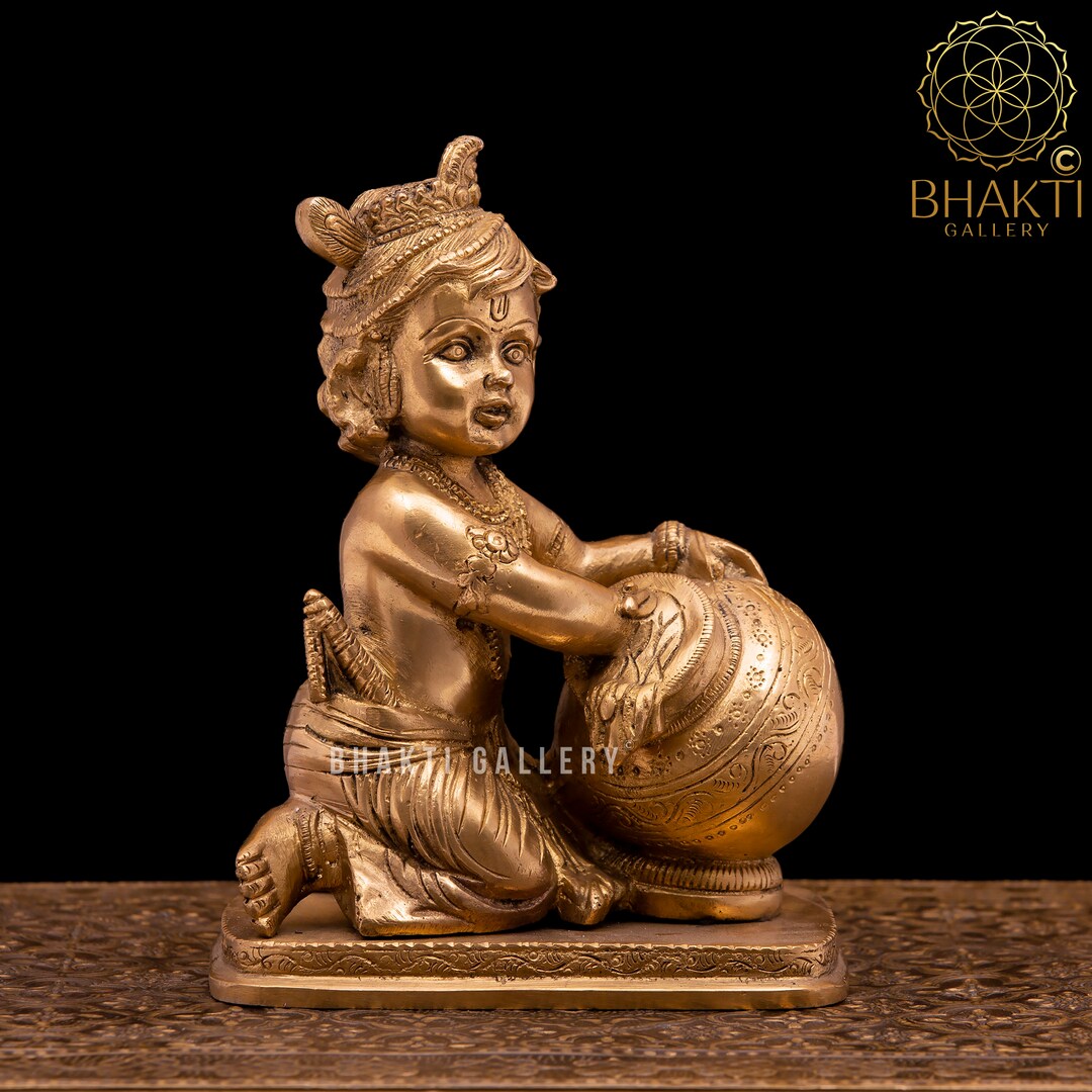Krishna Statue in Brass, 8.5 Inch Big Brass Baby Krisna Idol, Baal ...