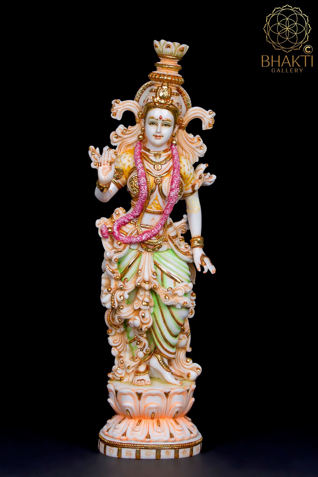 Radha Statue, 14 Inch Cultured Marble Radha Idol, Hand Painted Indian ...