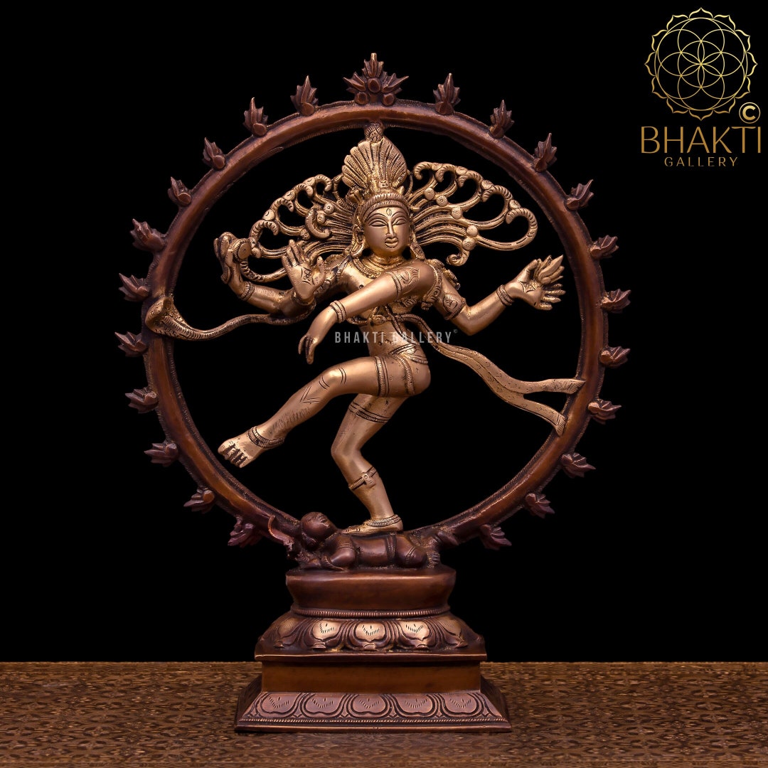 Dancing Shiva Natraj Statue in Brass, 13.5 Inch Big Bronze Finish ...