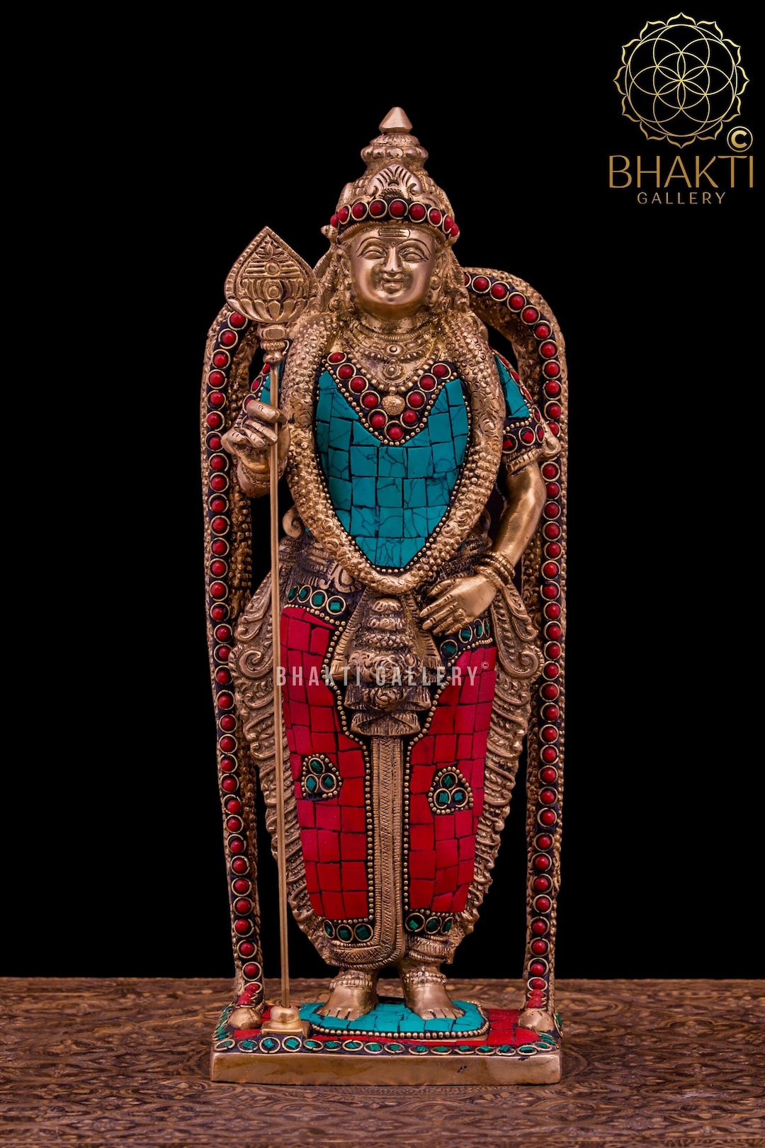 Brass Murugan Statue, 12 Inch Big Kartikeya Figure in Brass, Standing ...