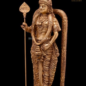 Brass Murugan Statue, 12 Inch Big Kartikeya Figure in Brass, Standing ...