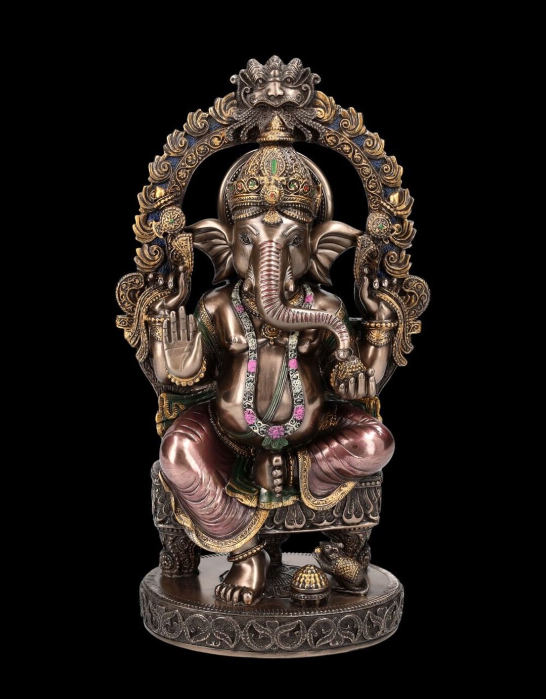 Ganesha Statue Sitting on Asan, 10 Inch Big Arch Ganesh Murty, Hindu ...