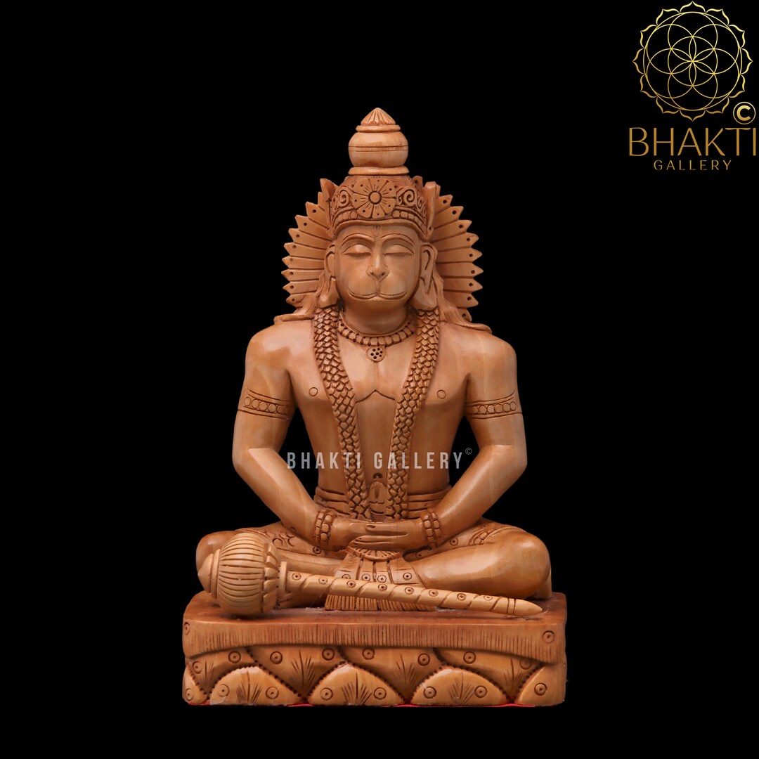 Hanuman Statue in Wood, 6 Inch Big Hand Carved Wooden Hanuman Idol ...