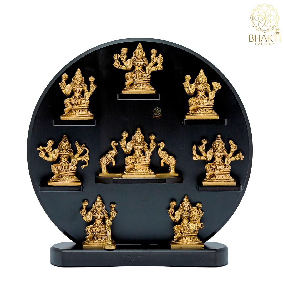 Brass Ashtalakshmi Statue With MDF Wood Stand, 12" Inch Ashta Laxmi ...