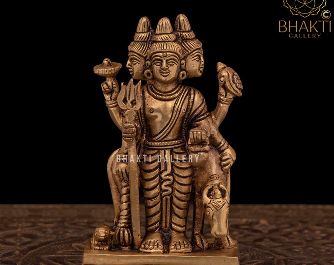Vintage Brass Lord Dattatreya With Dogs & Khamadehu. Divine Trinity ...
