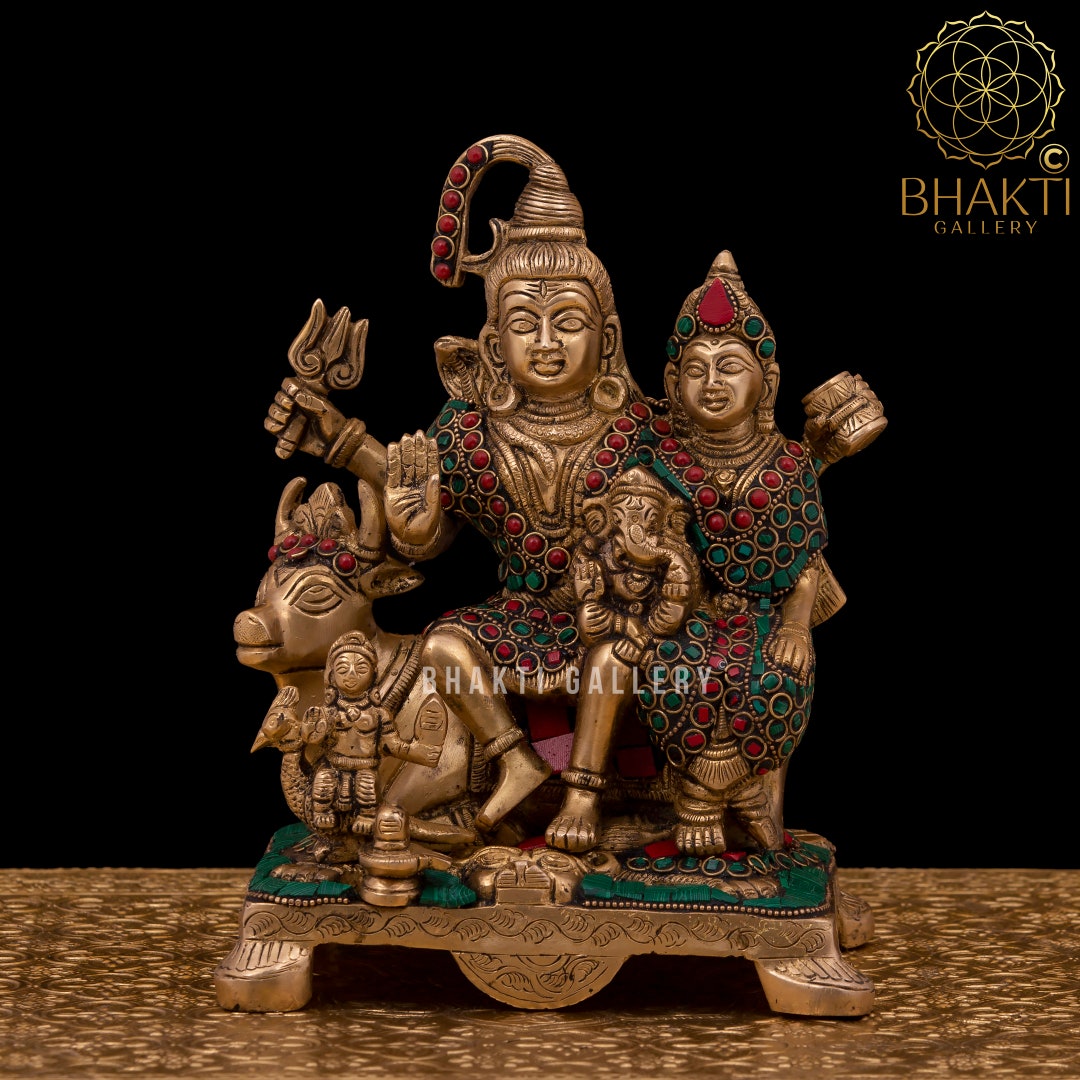 Shiv Parivar Statue in Brass, 8 Inch Big Brass Shiva Family Idol, Siva ...