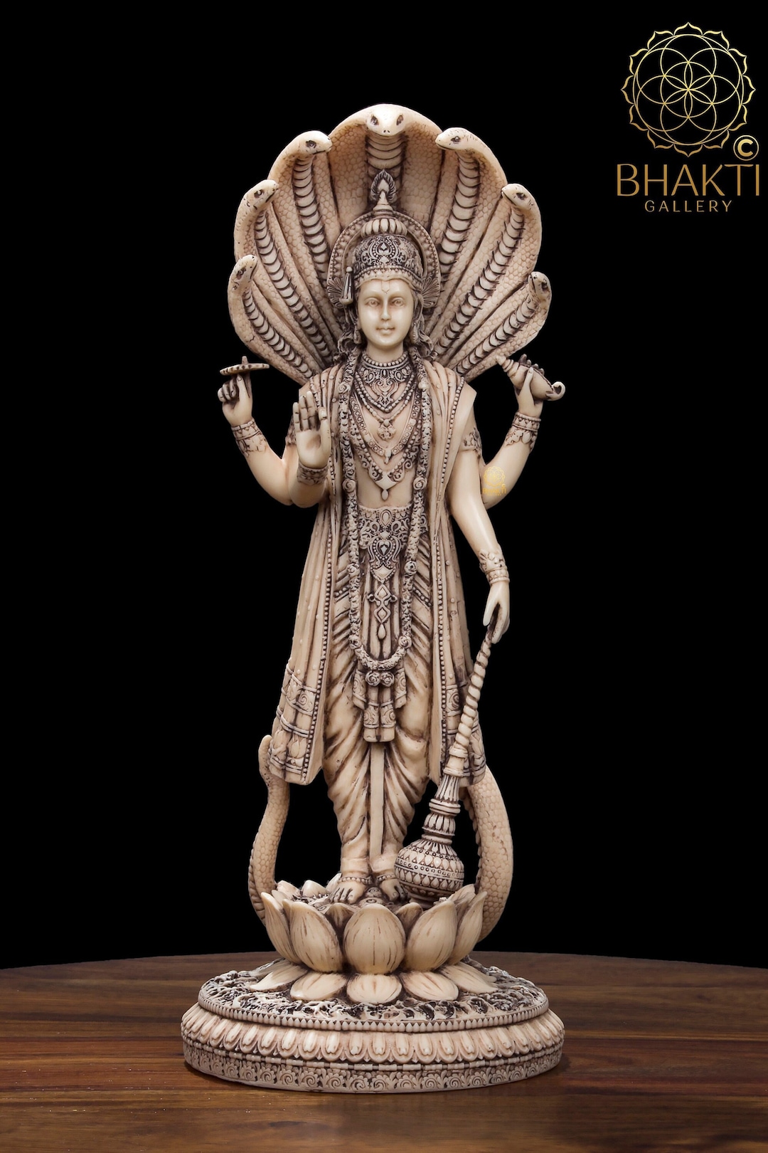 Standing Vishnu Statue, 12.5 Inch Big Dust Marble Vishnu Idol on ...