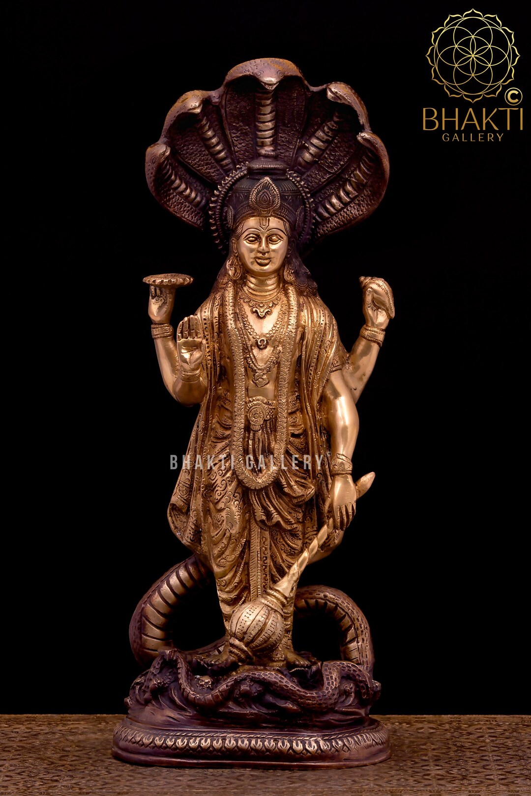 Vishnu Statue in Brass, 16 Inch Big Brass Lord Vishnu Narayan Idol ...