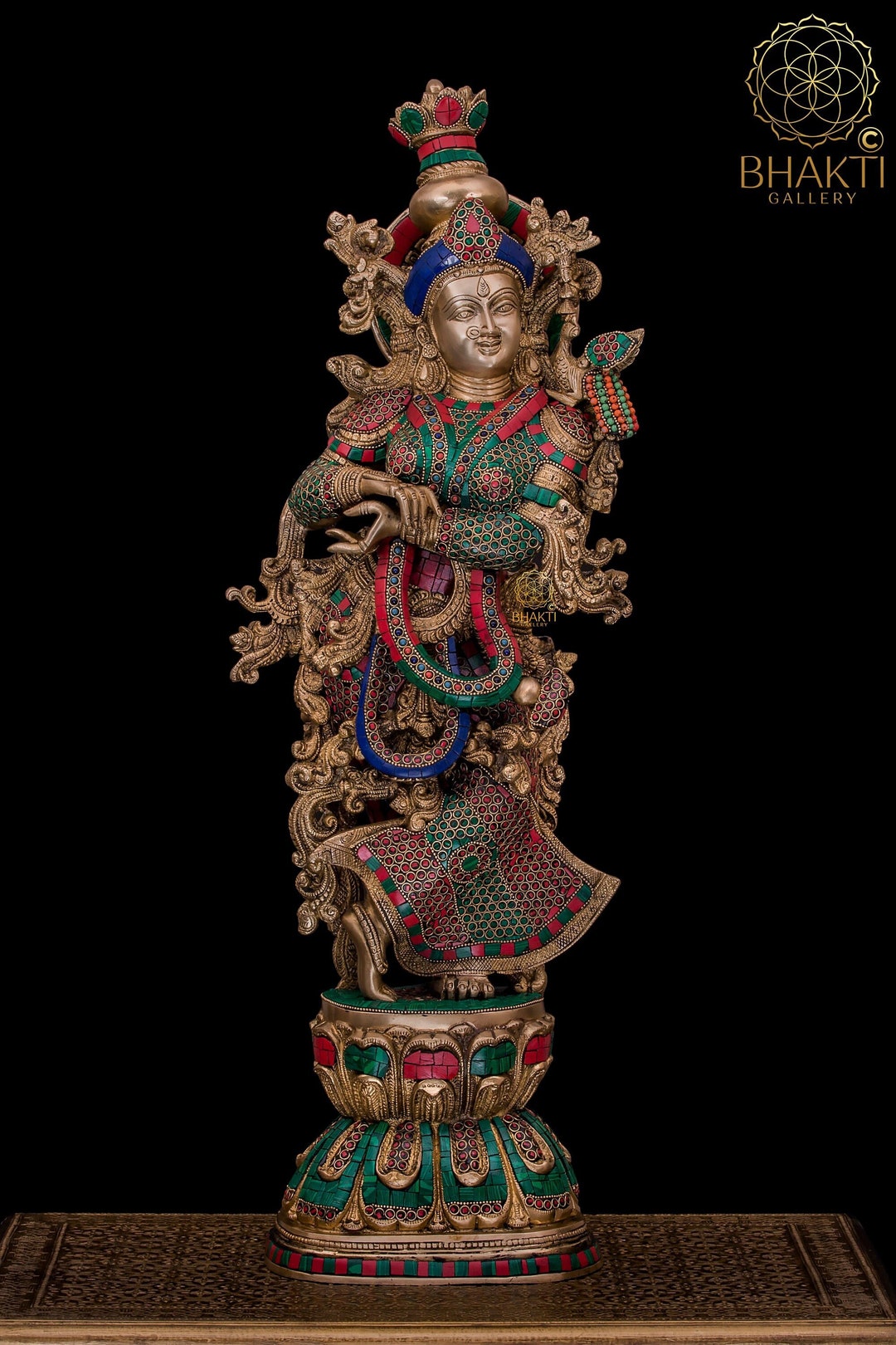 Large Radha Statue in Brass, 30 Inch Big Brass Radha Idol With ...