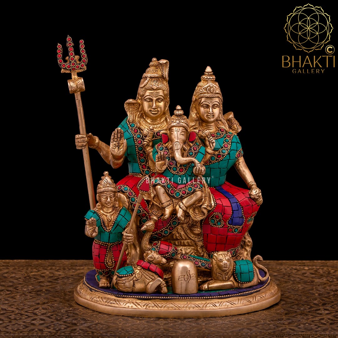 Shiv Parivar Statue in Brass, 10 Inch Big Brass Siva Family Idol, Shiva ...