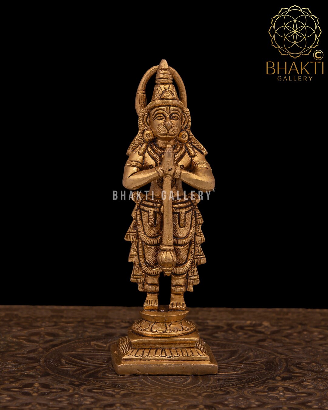 Brass Hanuman Statue, 6" Inch Small Brass Bajrangbali Idol, Hindu ...