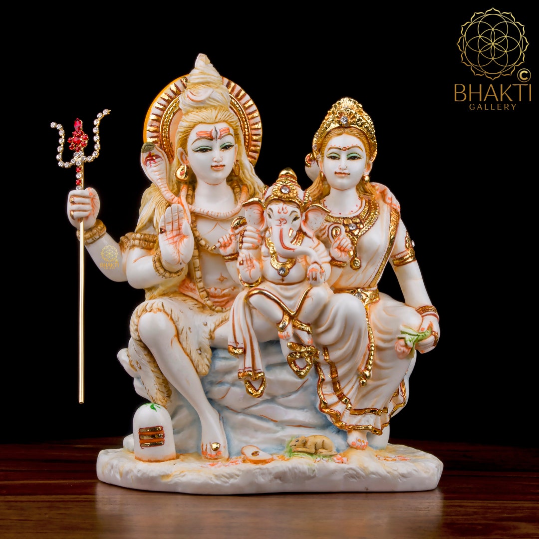 Shiv Parivar Statue, 9 Inch Big Cultured Marble Shiva Family Idol, Hand ...