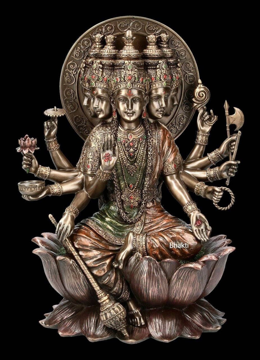 Gayatri Statue, 10 Inch Big Tridevi Goddess Bhuvanesvari Figure ...